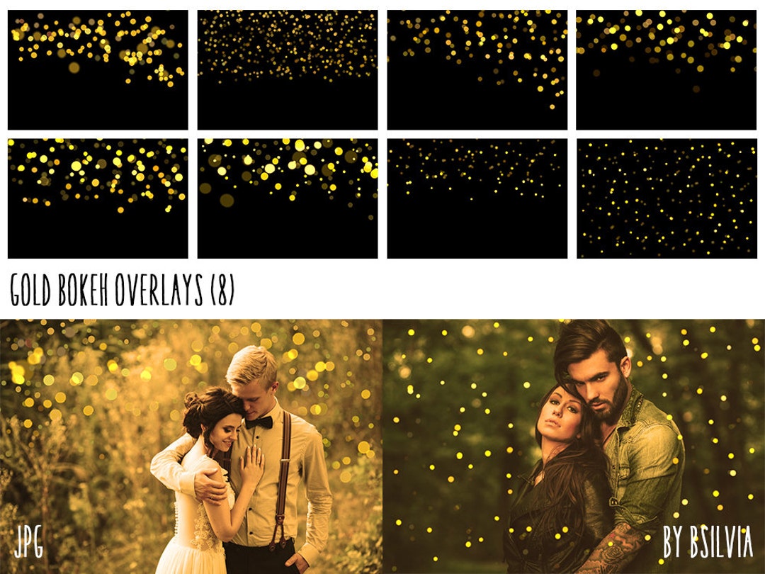 Gold Bokeh Overlays, Gold Bokeh Photoshop Overlays, Yellow Bokeh ...