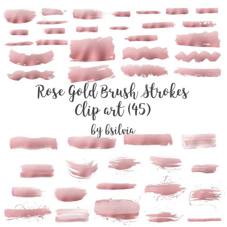Rose Gold Brush Strokes 45 Clip Art Overlays Transparent - Etsy