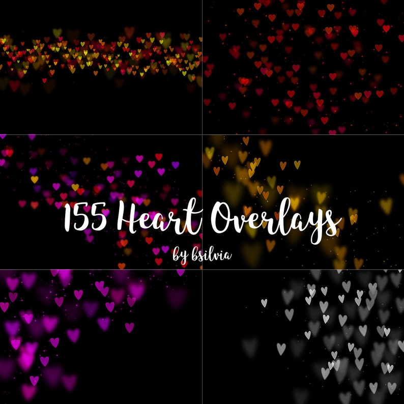 Heart Overlays Valentine's Day Overlays 155 Hearts Bokeh - Etsy