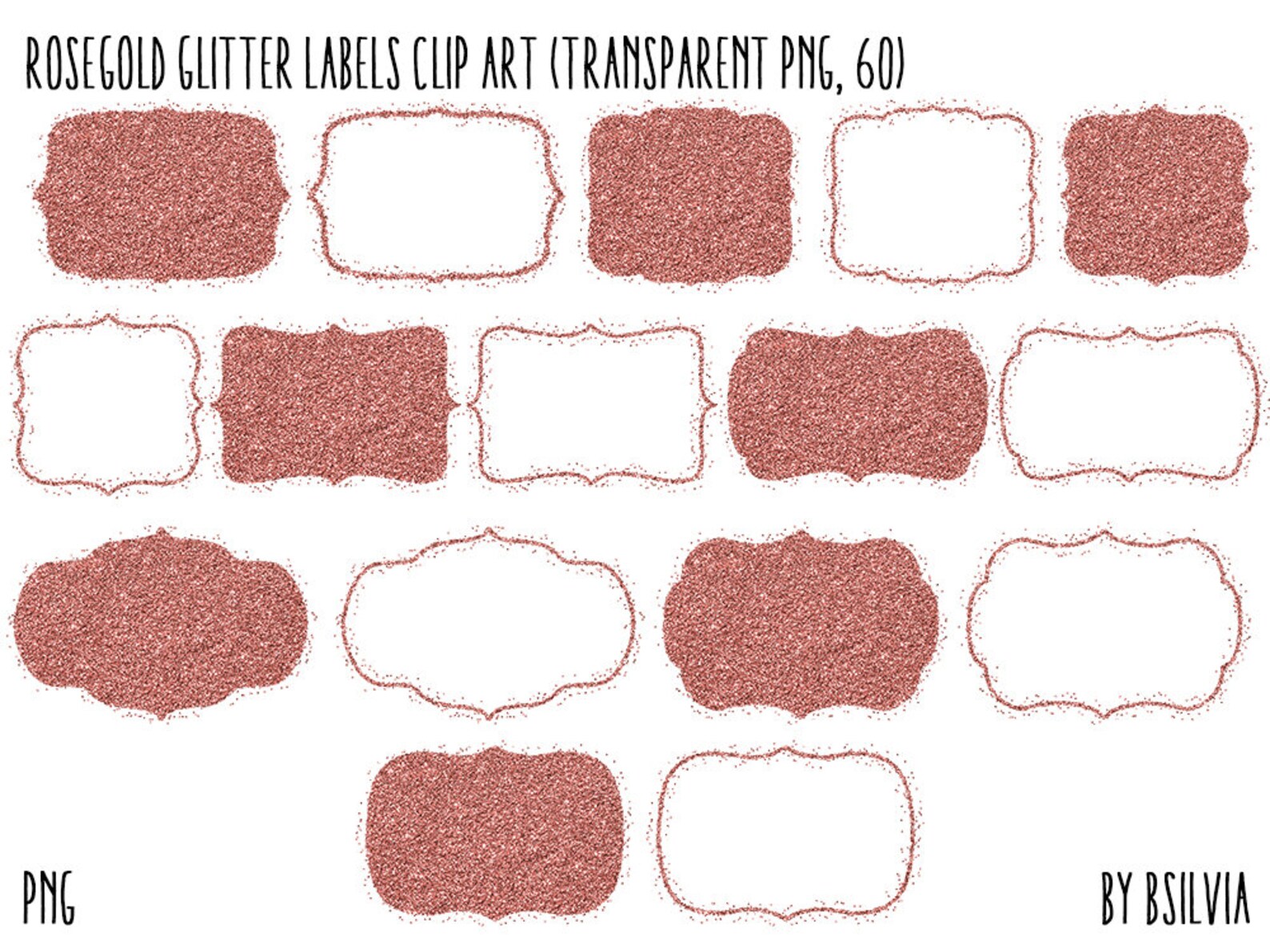 Rosegold Glitter Confetti Labels Clipart Transparent PNG 60 - Etsy