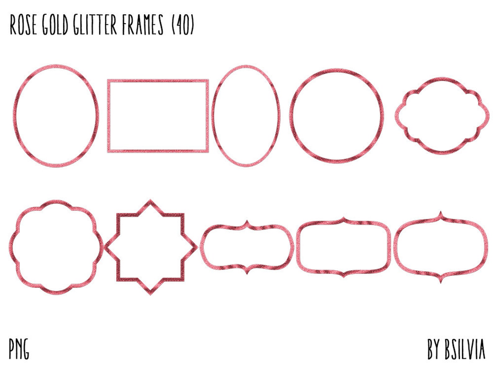 Rose Gold Glitter Frame Clipart Rose Gold Glitter Border - Etsy