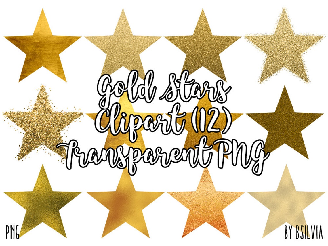 Gold Stars Clipart, Sparkly Glitter Gold Stars Transparent PNG, Gold ...