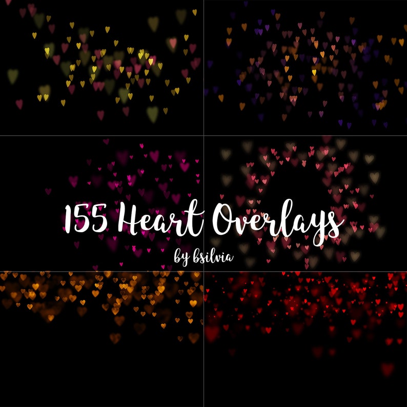 Heart Overlays Valentine's Day Overlays 155 Hearts Bokeh - Etsy