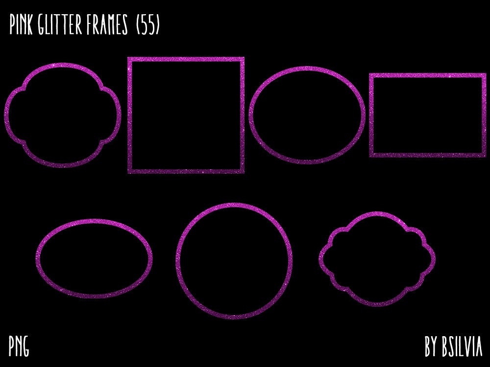 Pink Glitter Frame Clipart, Pink Glitter Border Clipart, Digital Pink ...