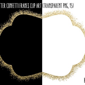 Gold Glitter Confetti Frames Clipart Transparent PNG Gold | Etsy