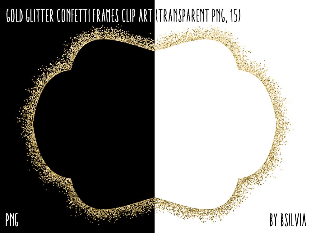 Gold Glitter Confetti Frames Clipart, Transparent PNG, Gold Glitter ...
