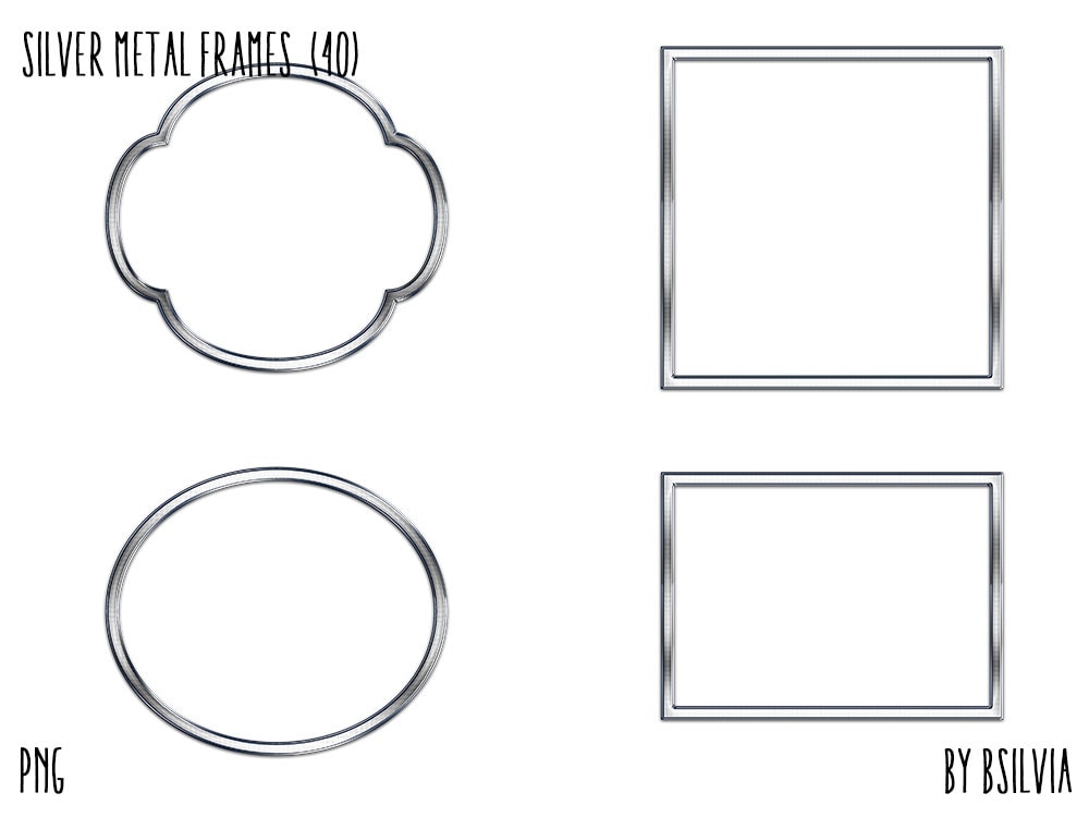 Silver Metal Frame Clipart Silver Metal Border Clipart | Etsy