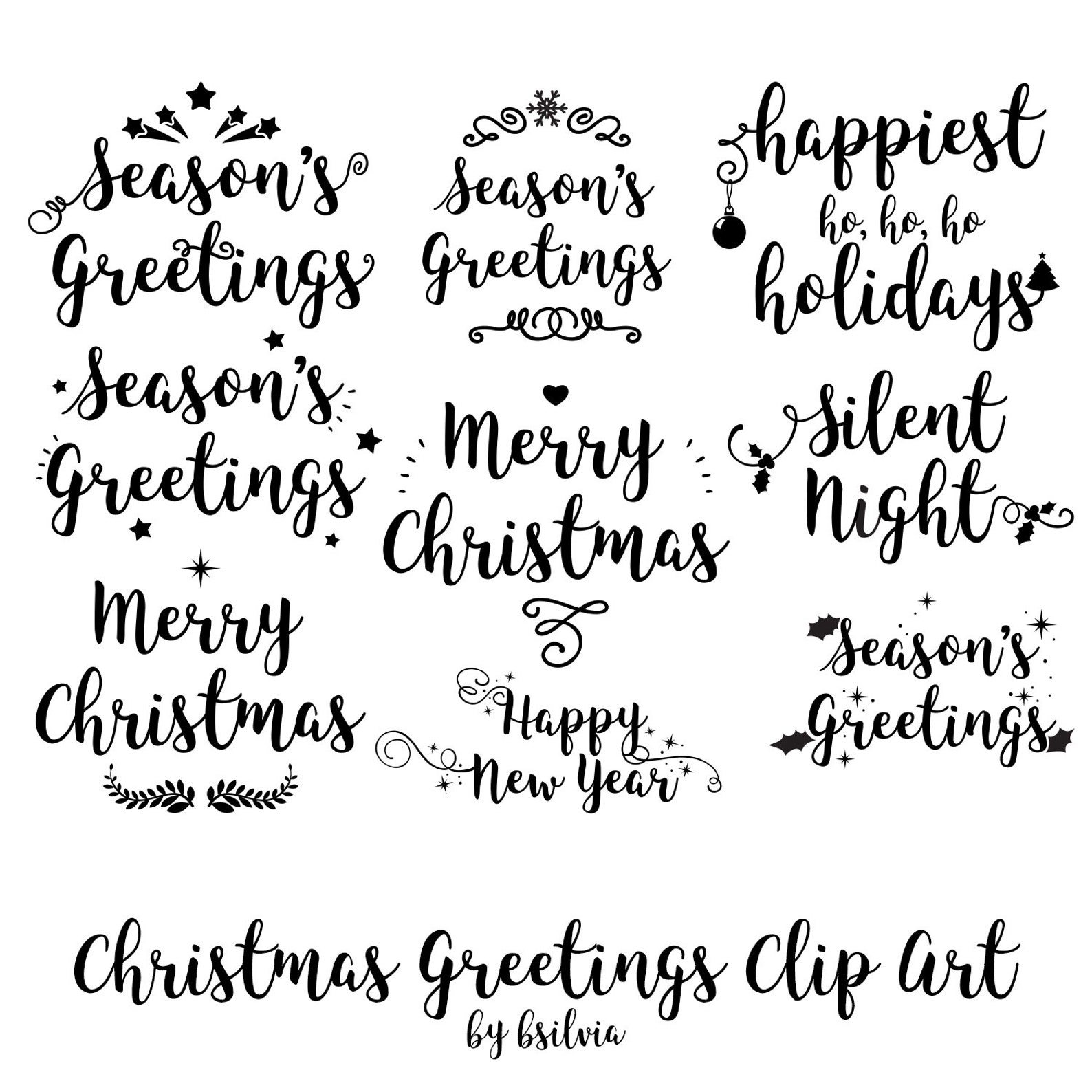 Christmas Greetings Clip Art, Word Art Transparent PNG Files, Word Art ...