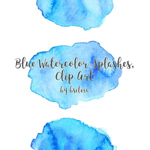 Watercolor Splashes Clip Art Blue Watercolor Brush Strokes - Etsy