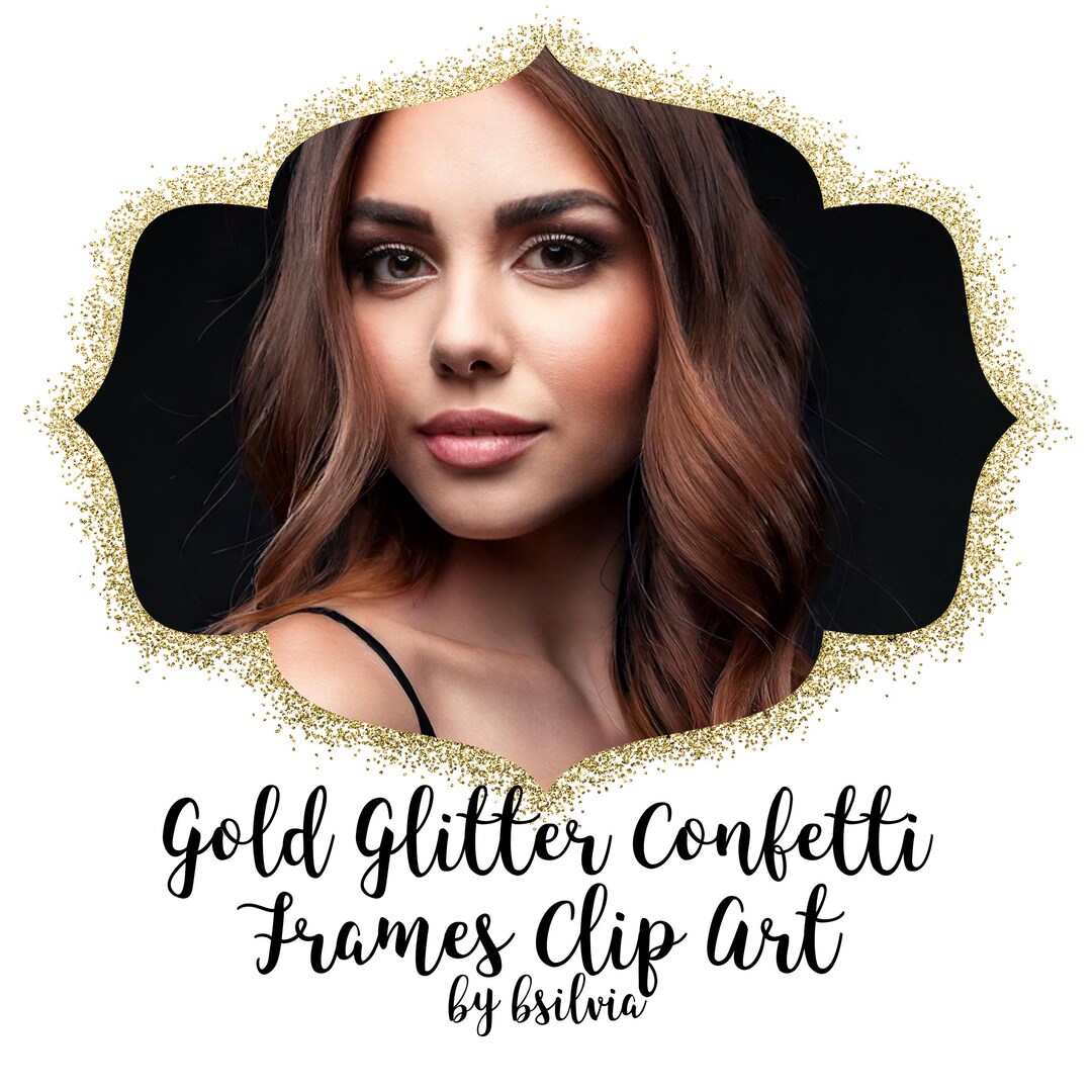 Gold Glitter Confetti Frames Clipart, Transparent PNG, Gold Glitter ...