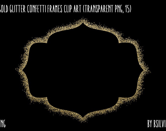 Gold Glitter Borders Clipart, Instant Download, Gold Glitter PNG ...