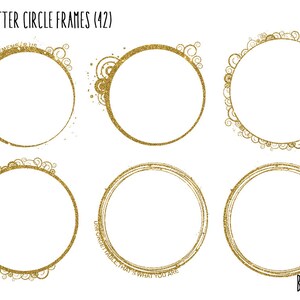 Gold Glitter Circle Frames Clipart Gold Glitter Design - Etsy