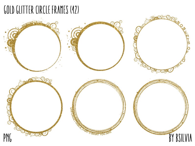 Gold Glitter Circle Frames Clipart Gold Glitter Design - Etsy