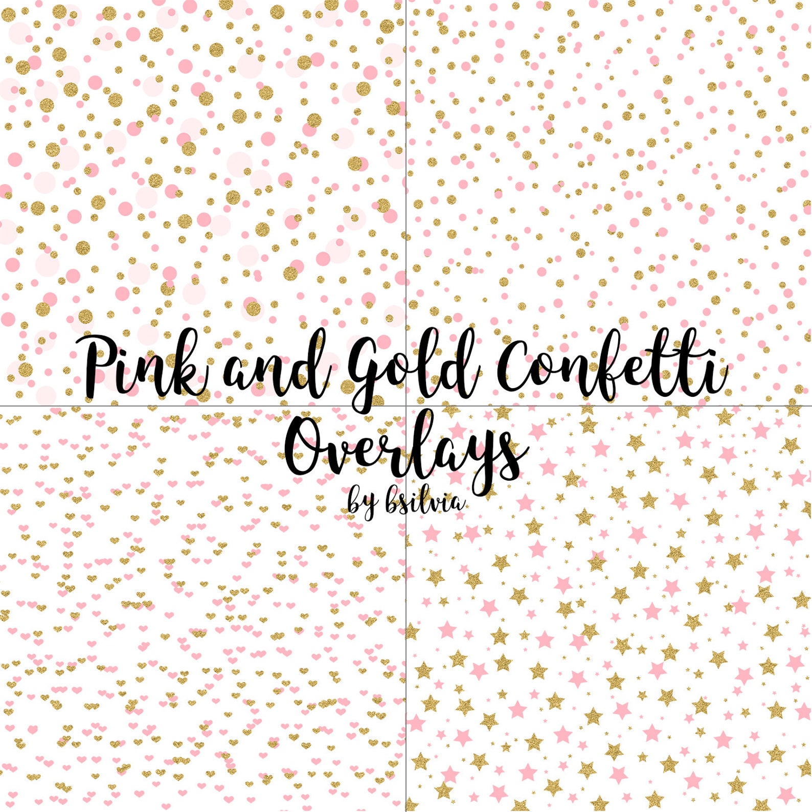 Pink and Gold Confetti Overlays Gold Confetti Transparent PNG | Etsy