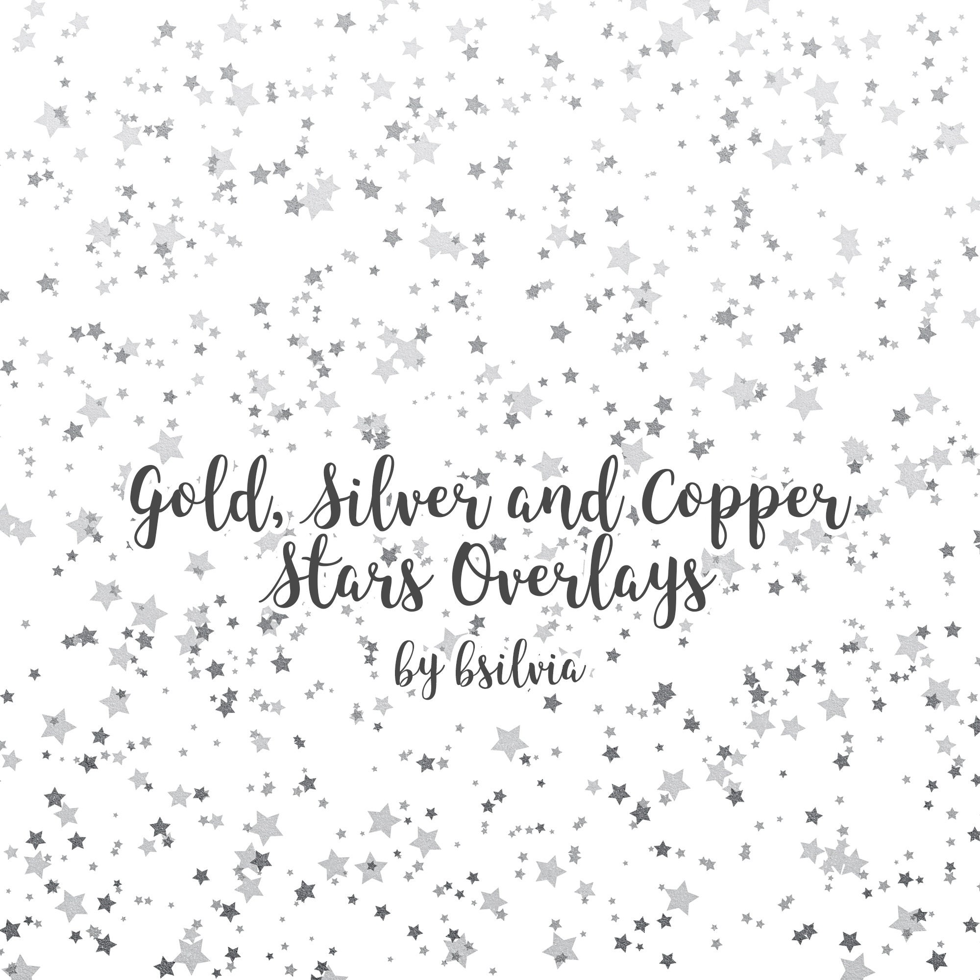 Gold, Silver and Copper Stars Overlays, Digital Overlays Pack 12, Gold ...