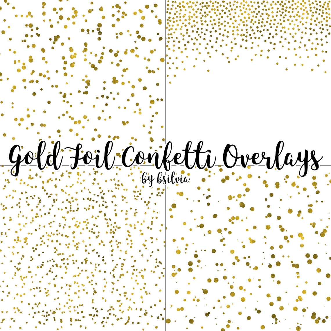 Gold Confetti Overlays, Gold Foil Confetti Transparent PNG Files, Gold ...