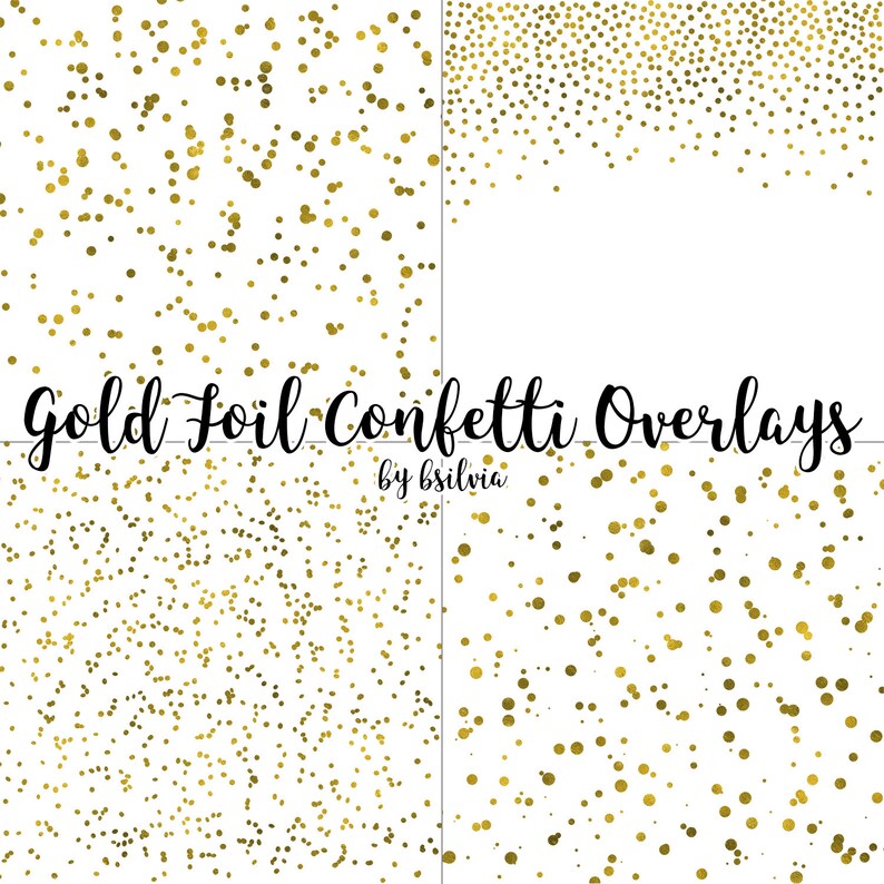 Gold Confetti Overlays, Gold Foil Confetti Transparent PNG Files, Gold ...