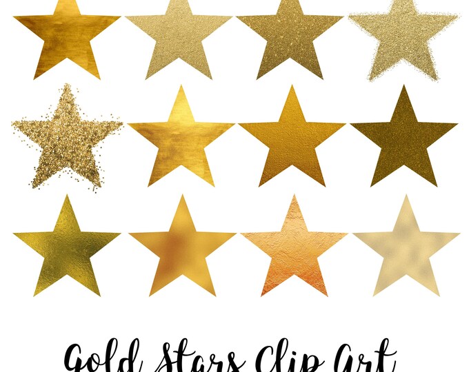Gold Stars Clipart, Sparkly Glitter Gold Stars Transparent PNG, Gold ...