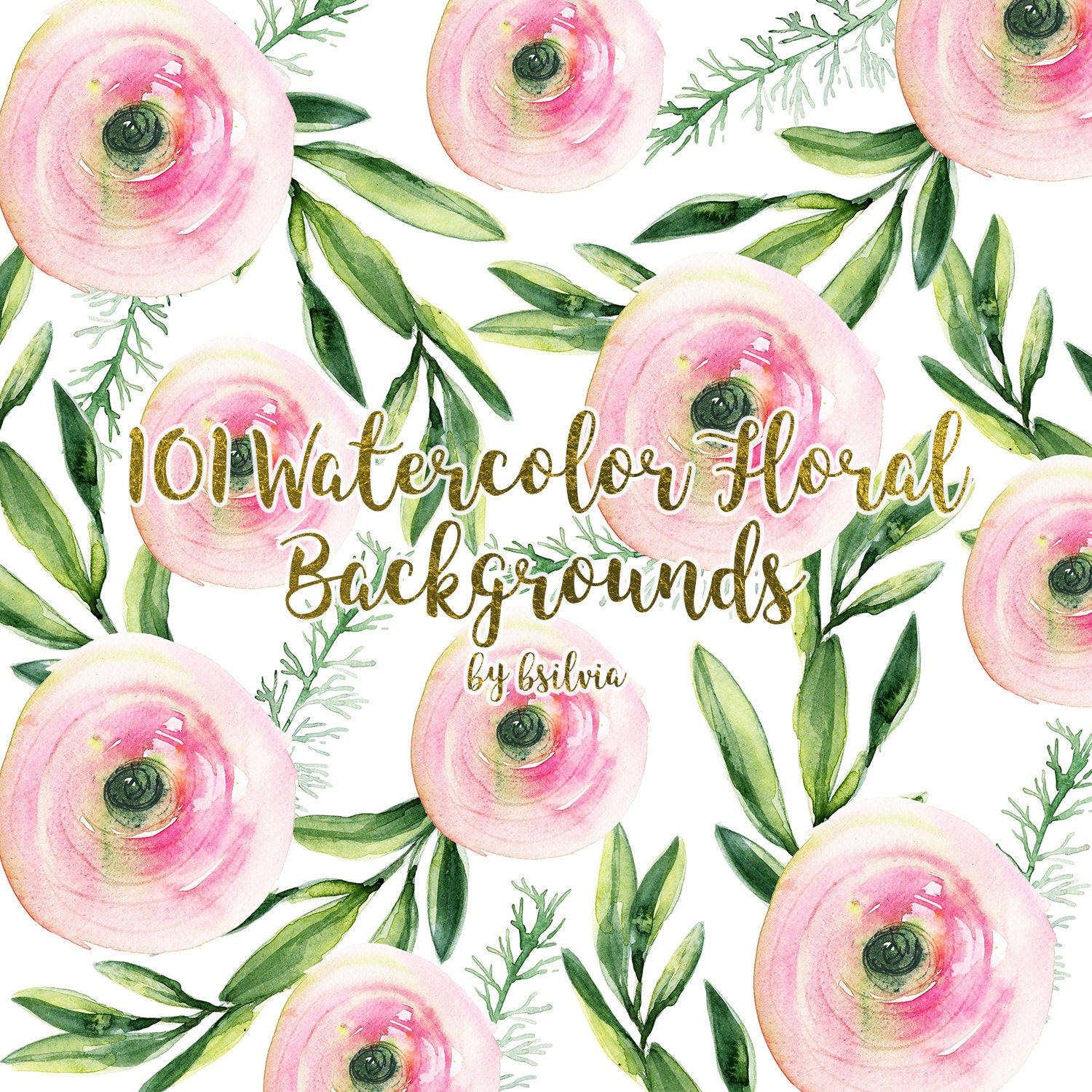 101 Watercolor Floral Backgrounds: Digital Paper Pack (12x12 ...