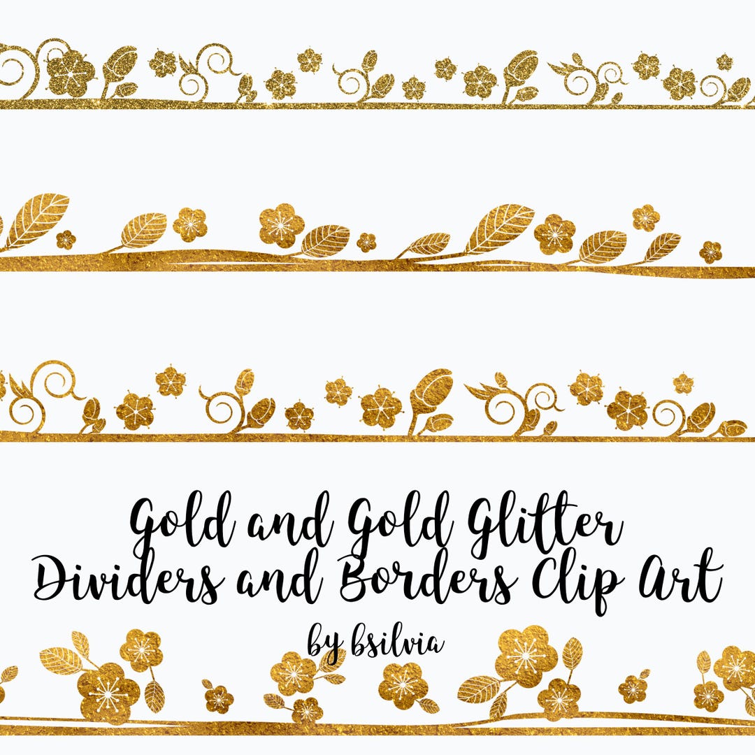 Gold Glitter Dividers and Borders Clip Art: Transparent PNG (instant ...