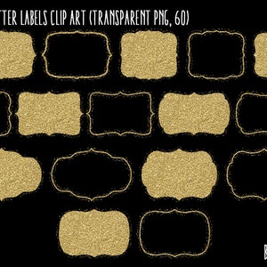 Gold Glitter Confetti Labels Clipart, Transparent PNG, Gold Glitter ...