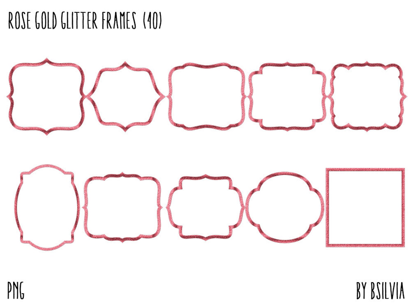 Rose Gold Glitter Frame Clipart Rose Gold Glitter Border - Etsy