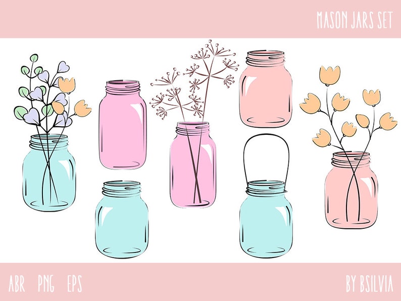 Mason Jars Set Mason Jars Photoshop Brushes Mason Jars Clip - Etsy