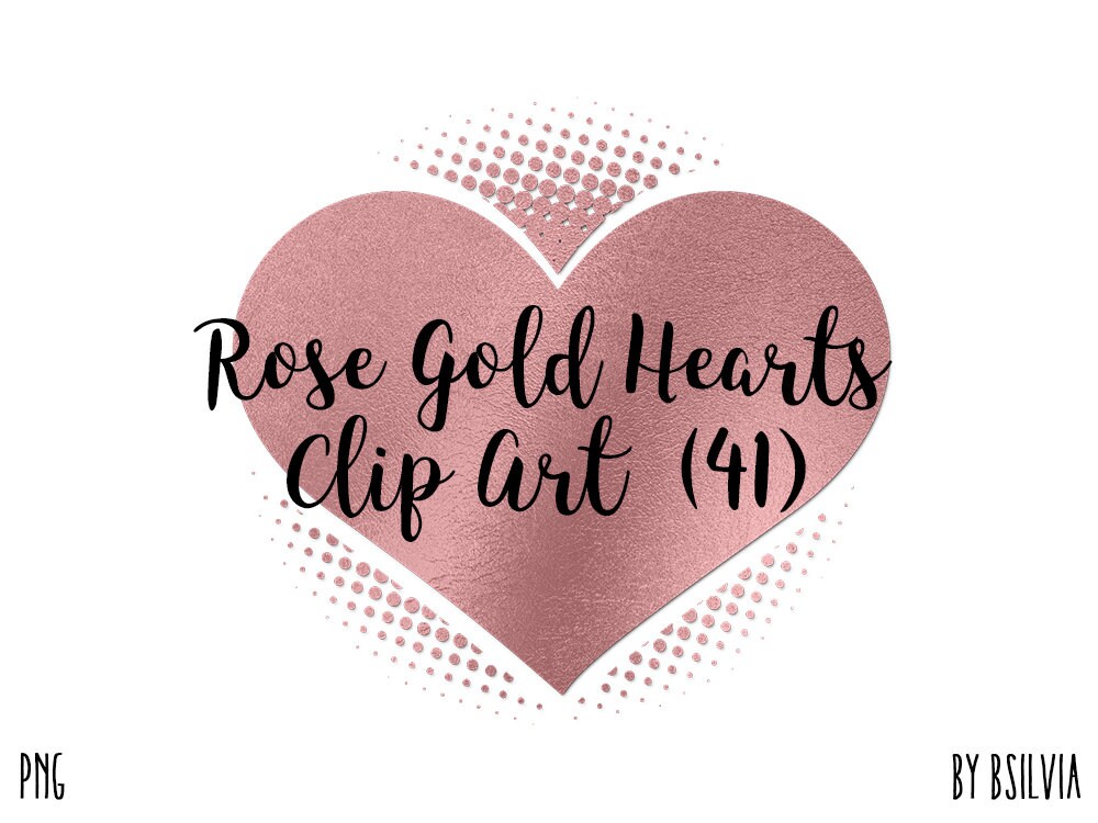 Rose Gold Hearts Clip Art Rose Gold Glitter Hearts 41 Rose | Etsy