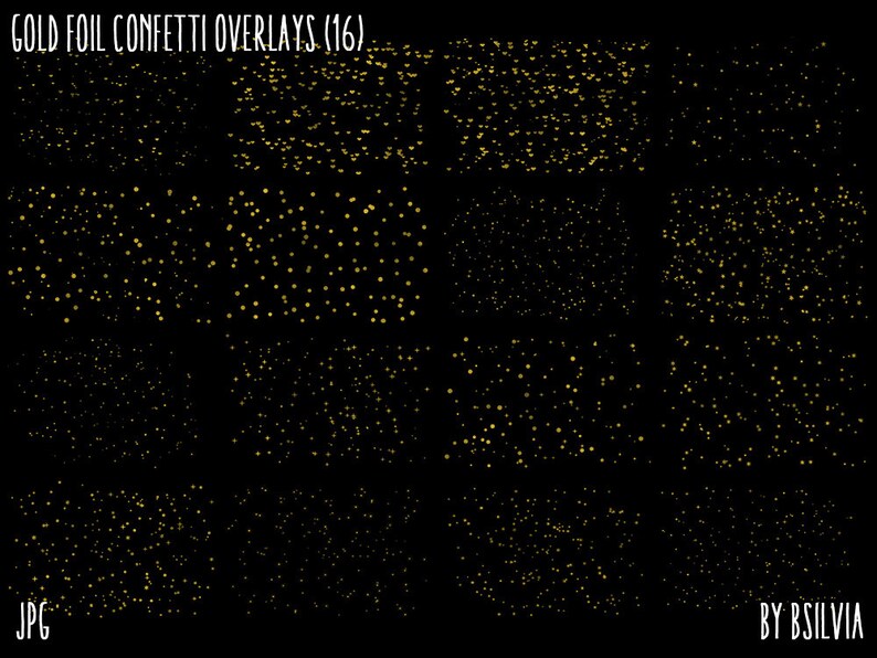 Gold Foil Confetti Clipart Overlays, Gold Confetti Clipart, Transparent ...