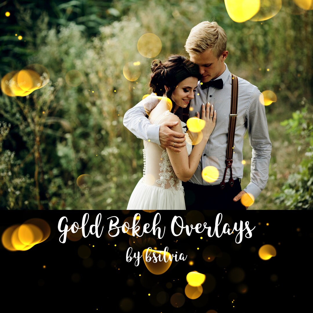 40 Gold Bokeh Overlays, Bokeh Photoshop Overlays, Gold Bokeh Digital ...