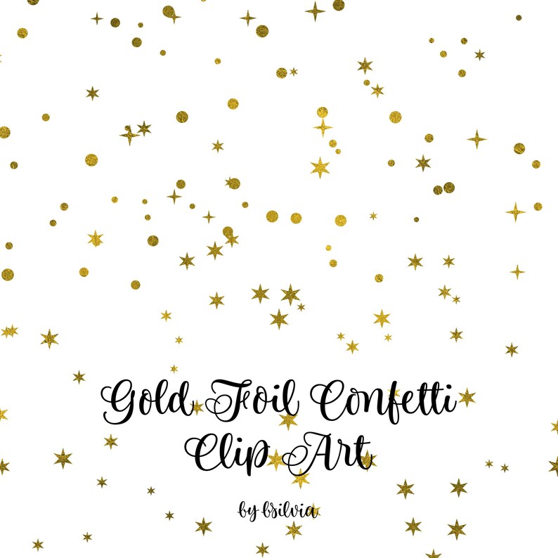 Gold Foil Confetti Clipart Overlays, Gold Confetti Clipart, Transparent ...