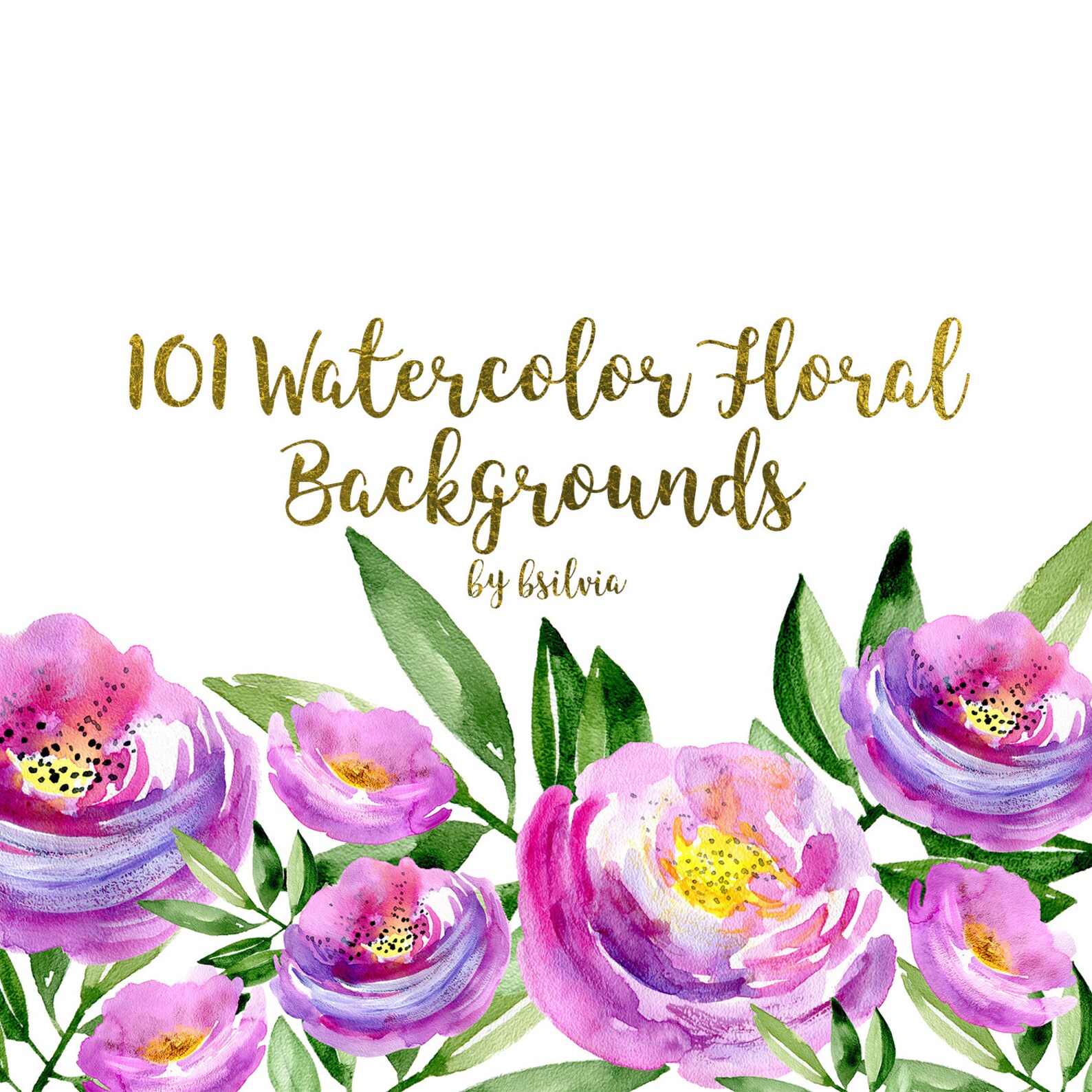 101 Watercolor Floral Backgrounds: Digital Paper Pack (12x12 ...