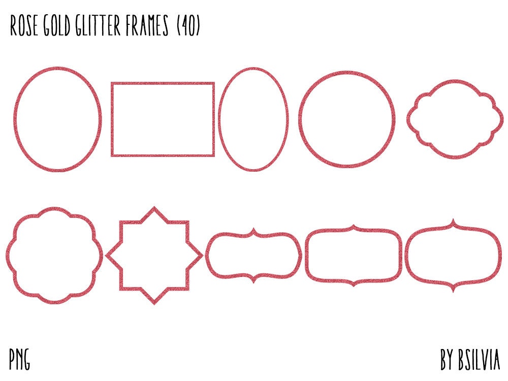 Rose Gold Glitter Frame Clipart Rose Gold Glitter Border - Etsy