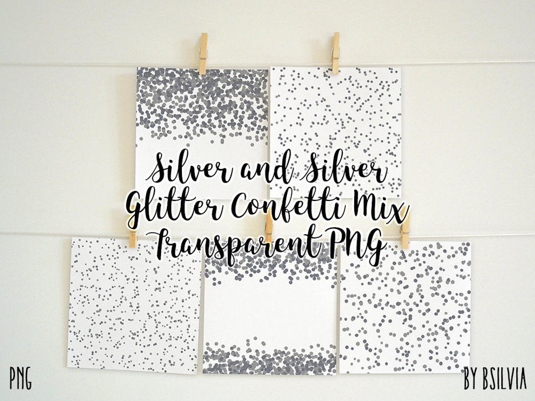 Silver Confetti Overlays, Silver Glitter Confetti Transparent PNG Files ...