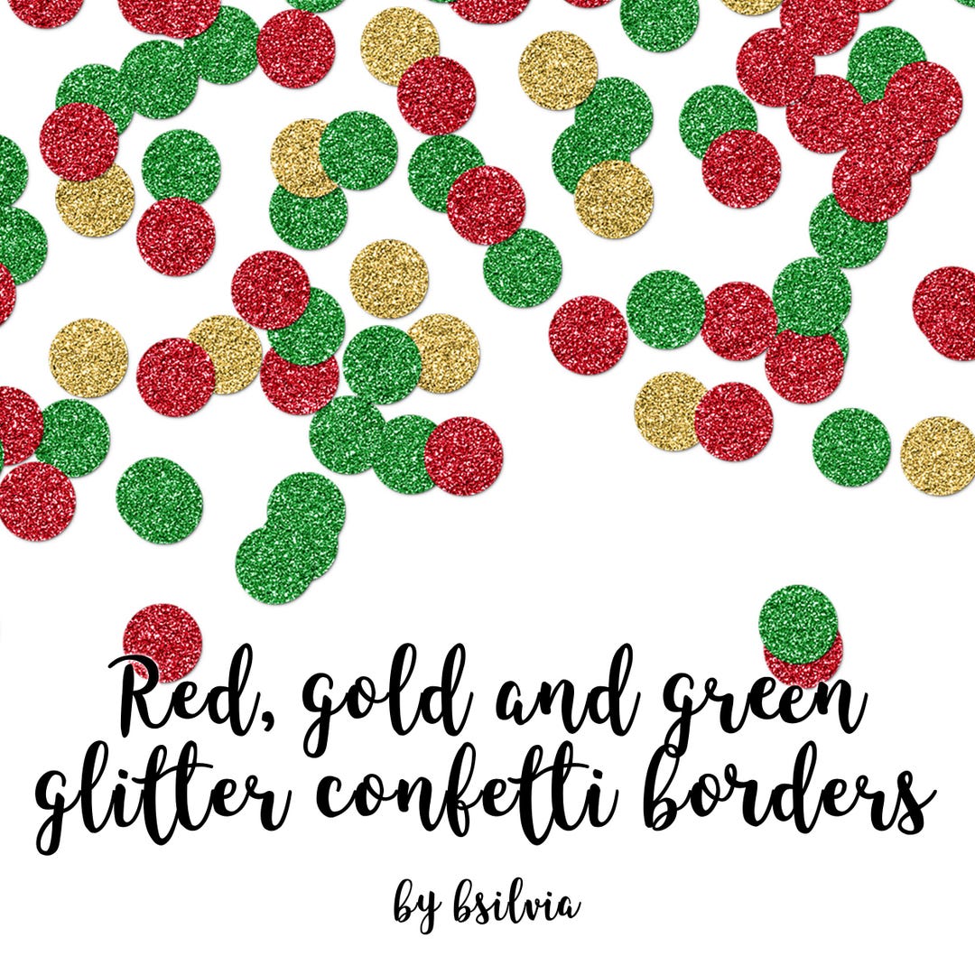 Glitter Confetti Borders: Red, Gold, Green (digital Download) - Etsy
