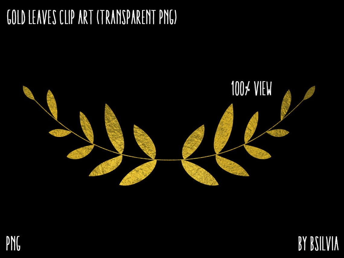 Gold Floral Clip Art, Gold Foil Leaves Clip Art, Digital Gold Floral ...