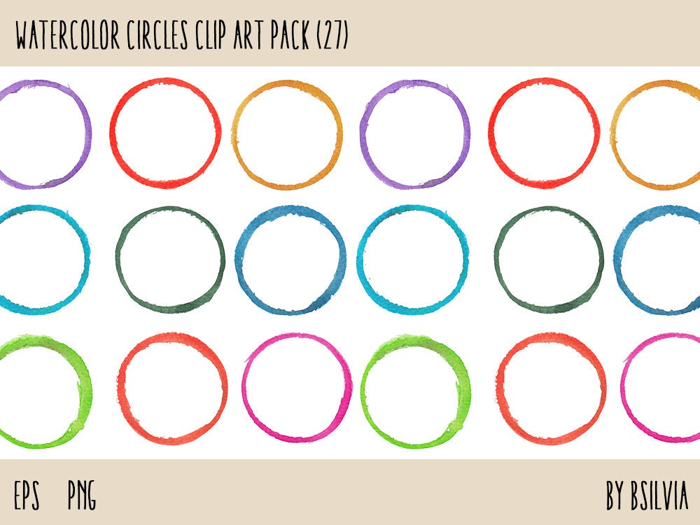 Watercolor Clipart Circles 27 Pc Handpainted Round Clip Art - Etsy