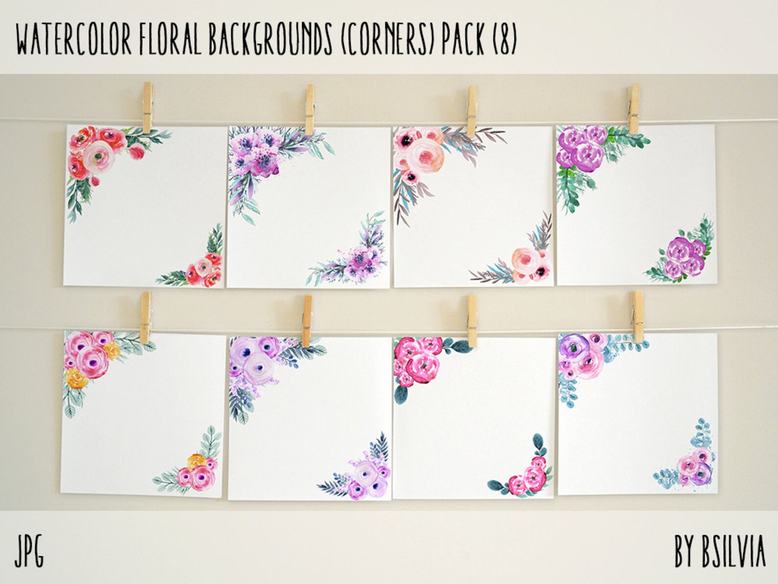 Watercolor Floral Backgrounds With Text Space Watercolor - Etsy