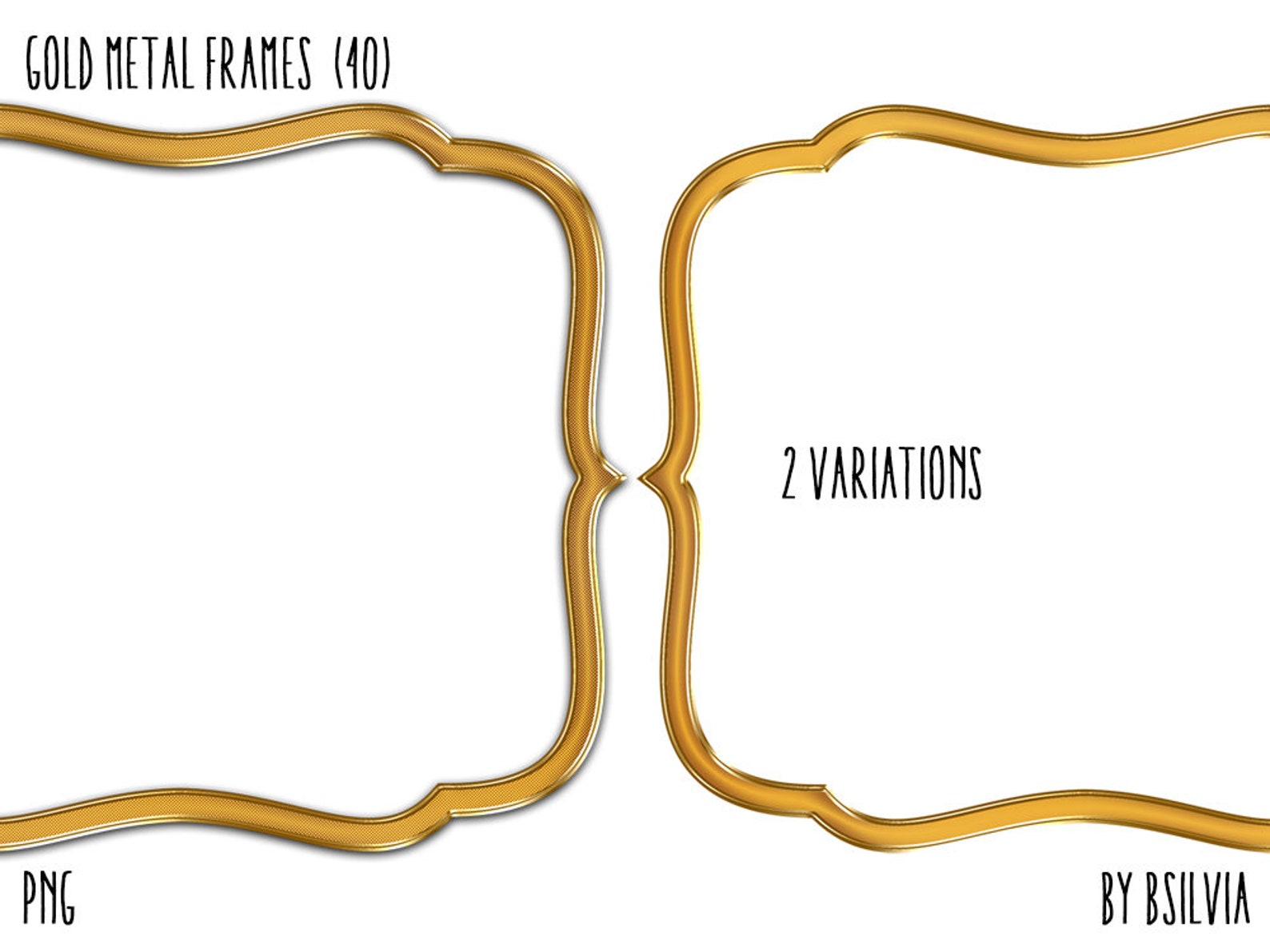 Gold Metal Frame Clipart, Gold Metal Border Clipart, Digital Gold Metal ...