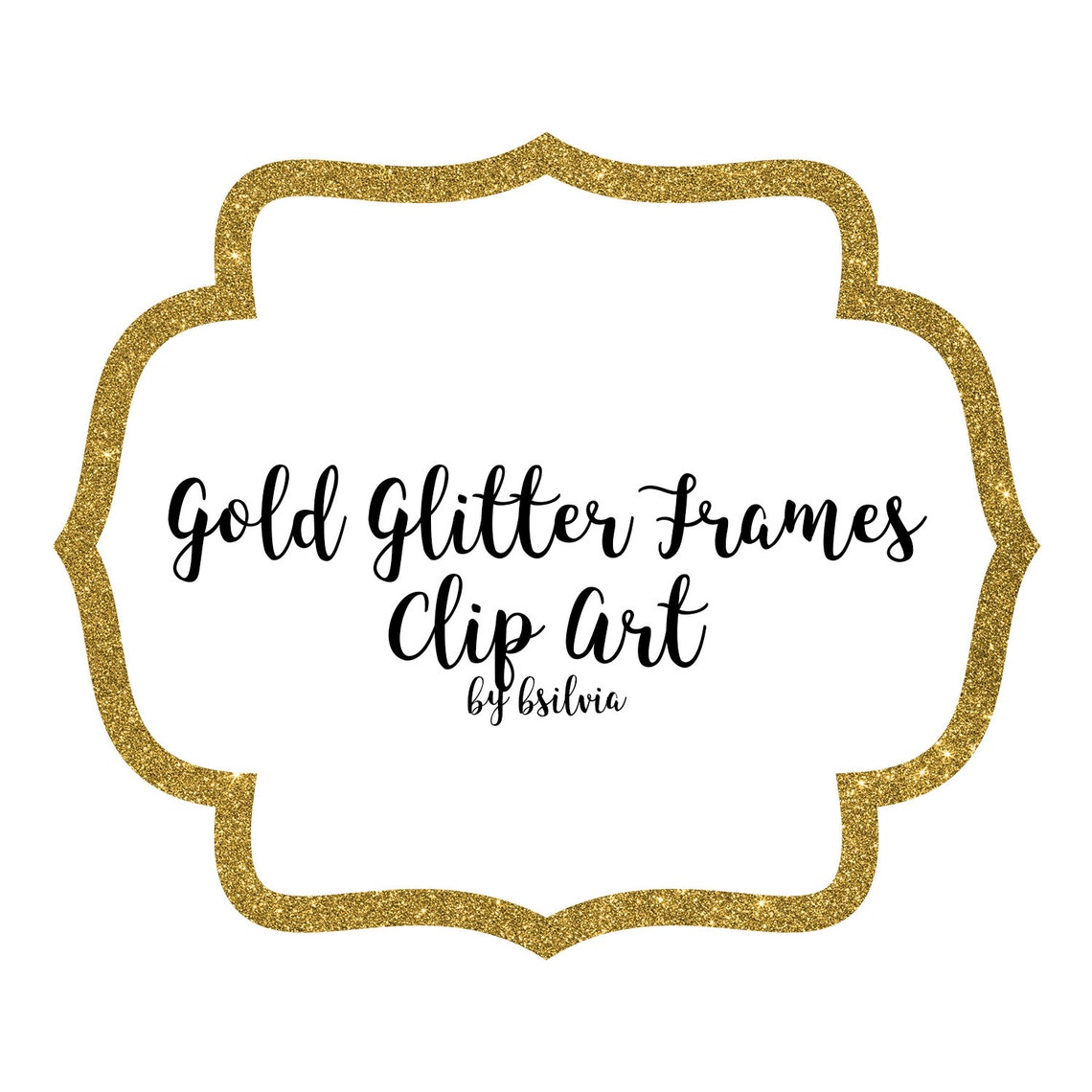 Gold Glitter Frame Clipart Gold Glitter Border Clipart - Etsy