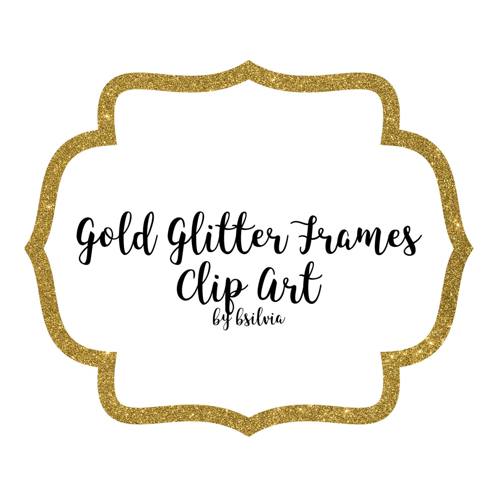 Gold Glitter Frame Clipart Gold Glitter Border Clipart - Etsy