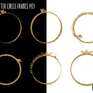Gold Glitter Circle Frames Clipart Gold Glitter Design - Etsy