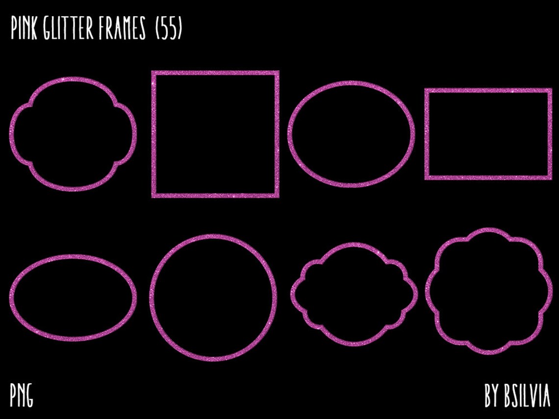 Pink Glitter Frame Clipart, Pink Glitter Border Clipart, Digital Pink ...