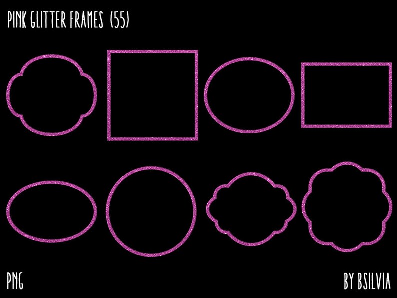 Pink Glitter Frame Clipart, Pink Glitter Border Clipart, Digital Pink ...