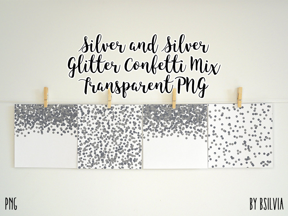 Silver Confetti Overlays, Silver Glitter Confetti Transparent PNG Files ...