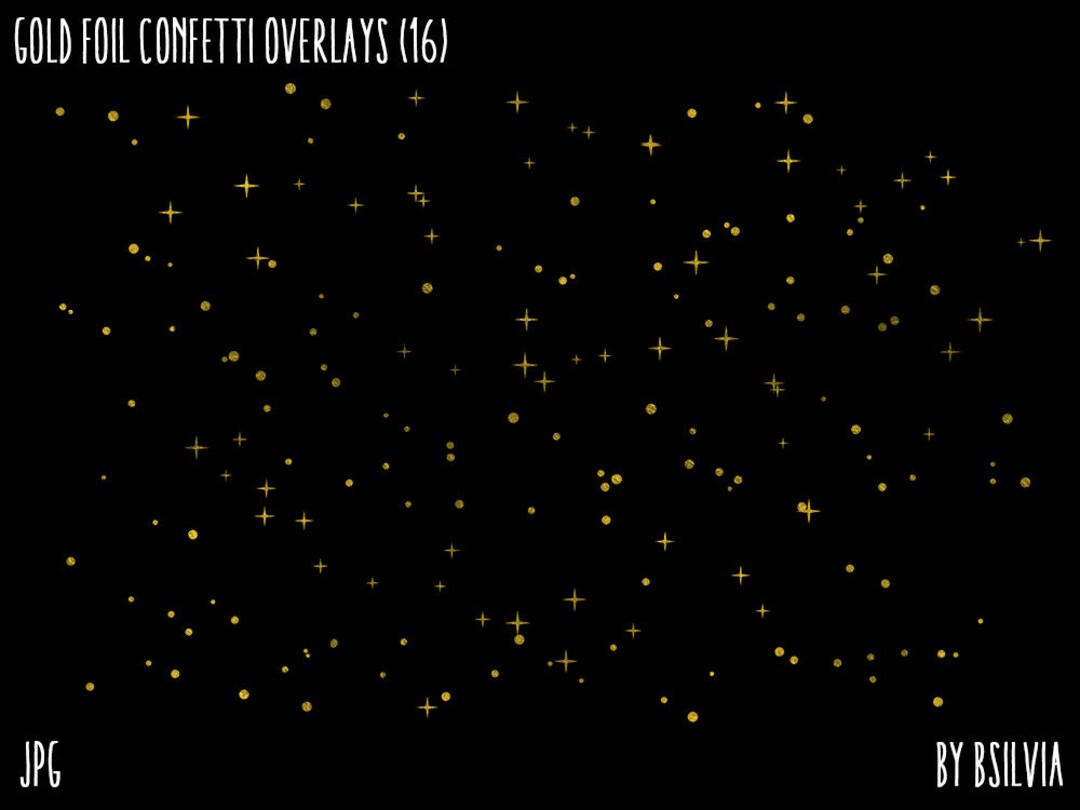 Gold Foil Confetti Clipart Overlays, Gold Confetti Clipart, Transparent ...