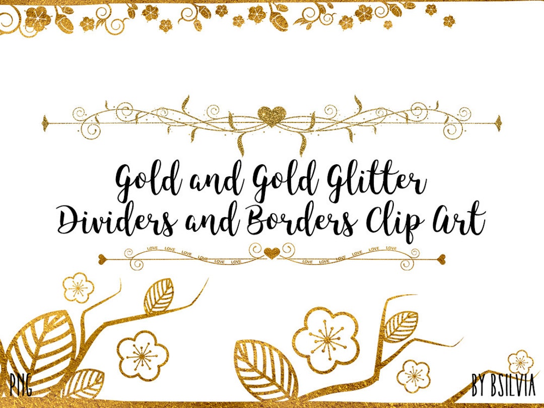 Gold Dividers and Borders Clip Art, Gold Glitter Dividers and Borders ...