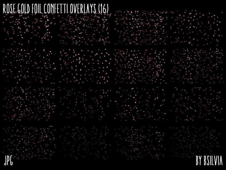 Rose Gold Foil Confetti Clipart Overlays, Rose Gold Confetti Clipart ...
