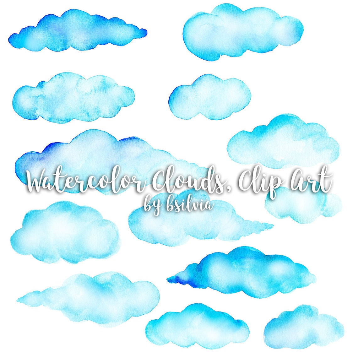 Watercolor Clouds Clip Art, Watercolor Clouds Transparent PNG ...