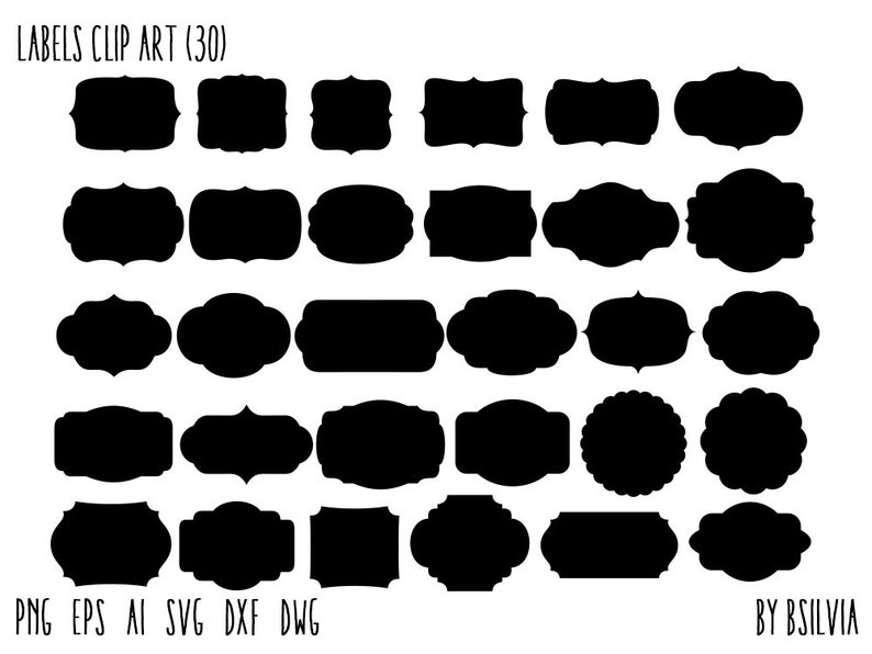 Labels Clip Art Labels Vector Labels SVG Frames Silhouette - Etsy